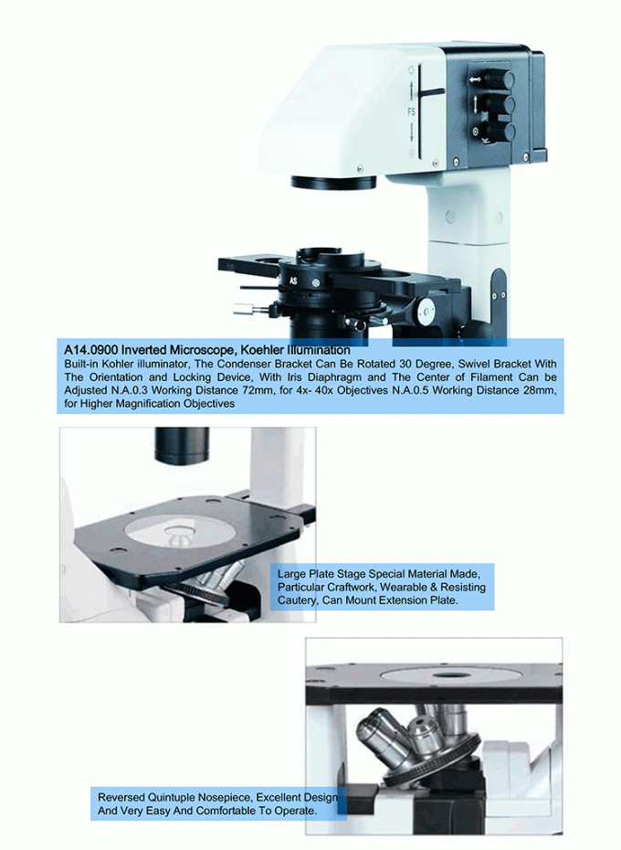 Kohler Illumination Inverted Light Microscope OPTO-EDU A14.0900